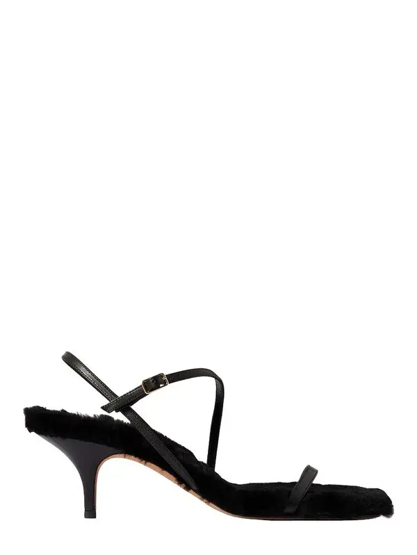 EMME PARSONS Hugo Shearling-lined Leather Sandals - Black