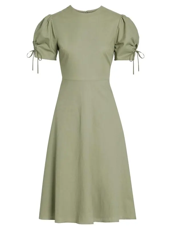 MIKAEL AGHAL Cotton And Linen-blend Dress - Sage Green