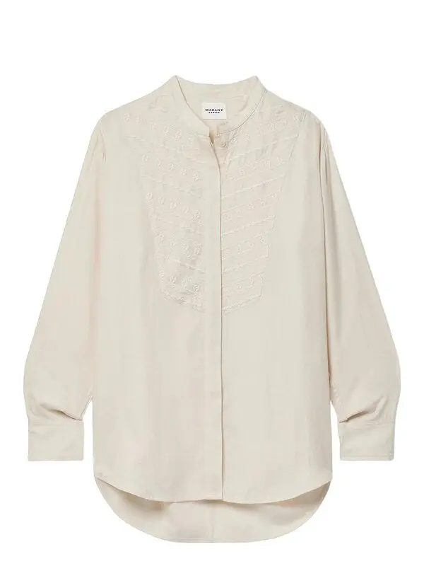 MARANT ETOILE Britten Embroidered Lyocell Shirt - Ecru