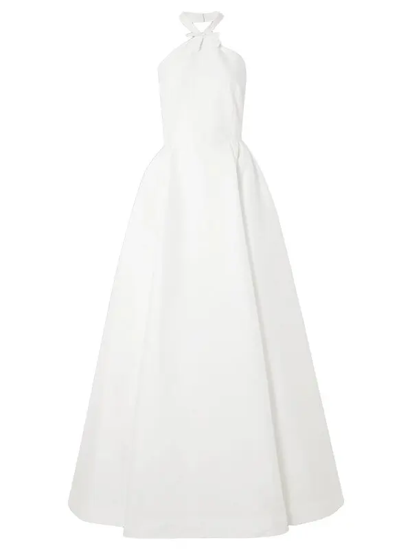 Bernadette Jones Taffeta Halterneck Gown - White