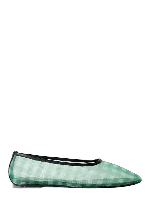 Staud Alba Gingham Mesh Ballet Flats - Jade