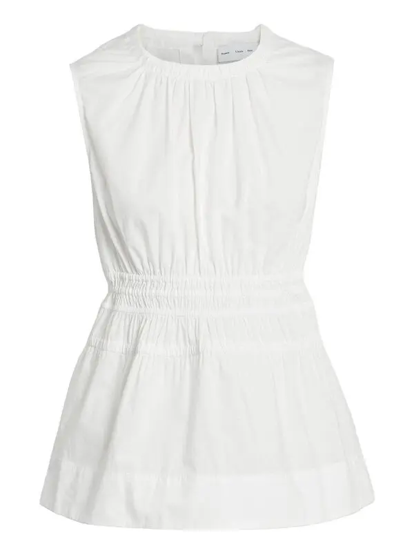 Proenza Schouler Birdie Shirred Cotton-poplin Top - White