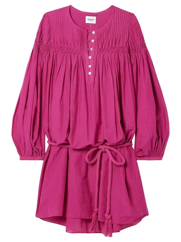 MARANT ETOILE Adeliani Belted Mini Dress - Fuchsia