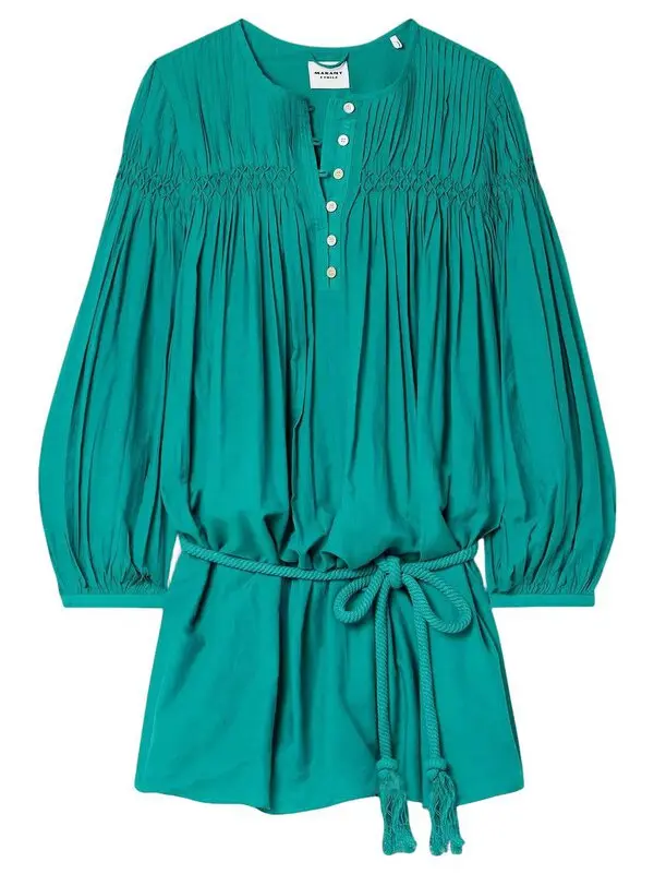 MARANT ETOILE Adeliani Belted Mini Dress - Teal