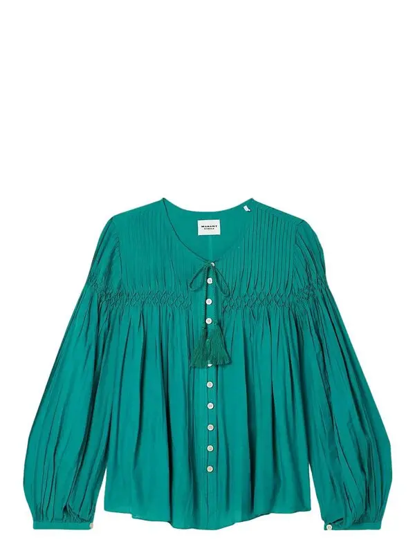 MARANT ETOILE Abadi Pintucked Smocked Blouse - Jade