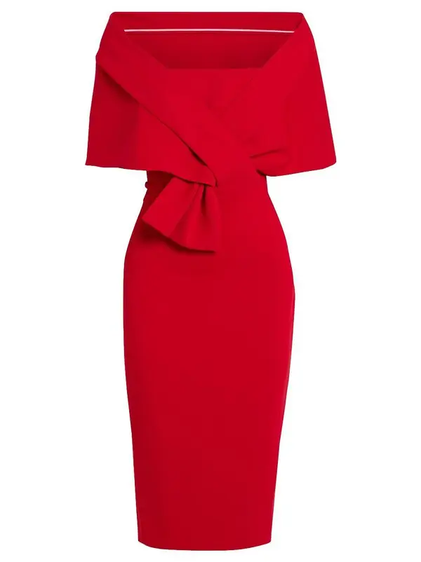Badgley Mischka Cape-effect Crepe Midi Dress - Red