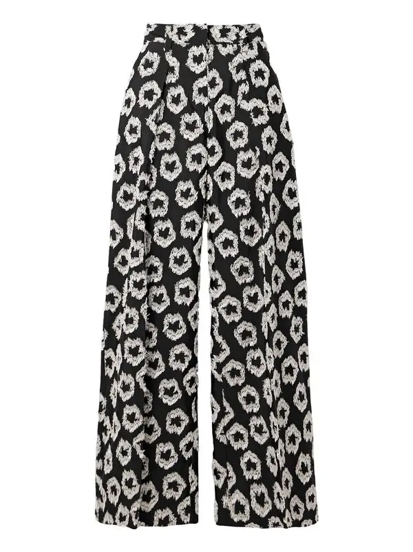 Ulla Johnson Cai Pleated Fil Coupé Faille Wide-leg Pants - Black