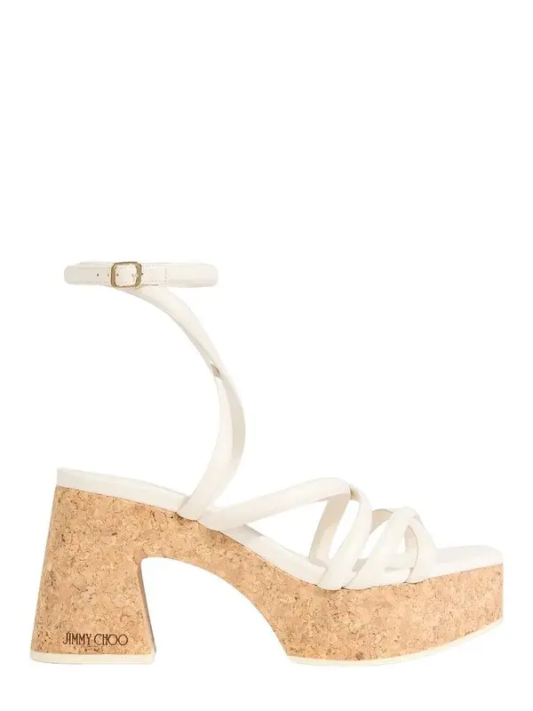 JIMMY CHOO Cecelia 95 Leather Platform Sandals - Off-white