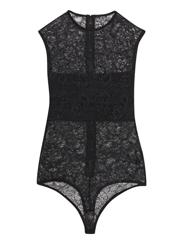 Alice + Olivia Stretch Lace Bodysuit - Black