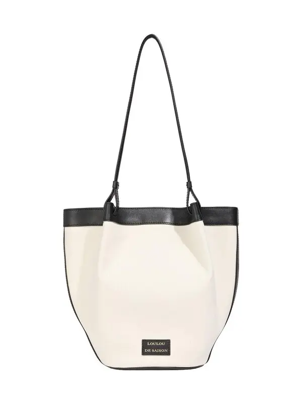 Loulou De Saison Rios Leather-trimmed Canvas Bucket Bag - Off-white