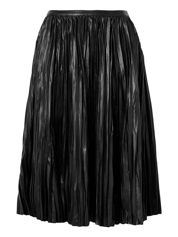 Proenza Schouler Rosalyn Pleated Faux Leather Midi Skirt - Black