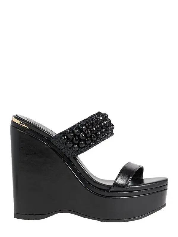 JIMMY CHOO Amoure 130 Bead-embellished Wedge Sandals - Black