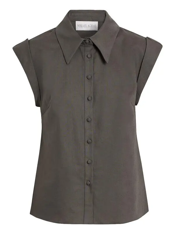 MIKAEL AGHAL Cotton And Linen-blend Shirt - Anthracite
