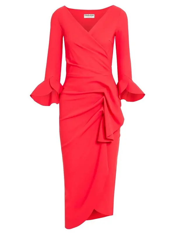 Chiara Boni La Petite Robe Draped Stretch-jersey Midi Dress - Tomato Red