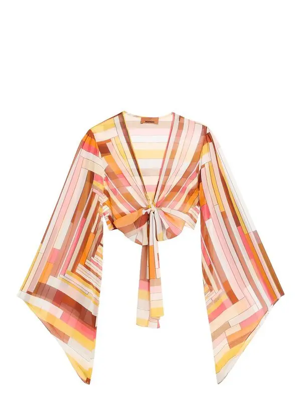 Missoni Printed Cropped Silk-voile Top - Yellow
