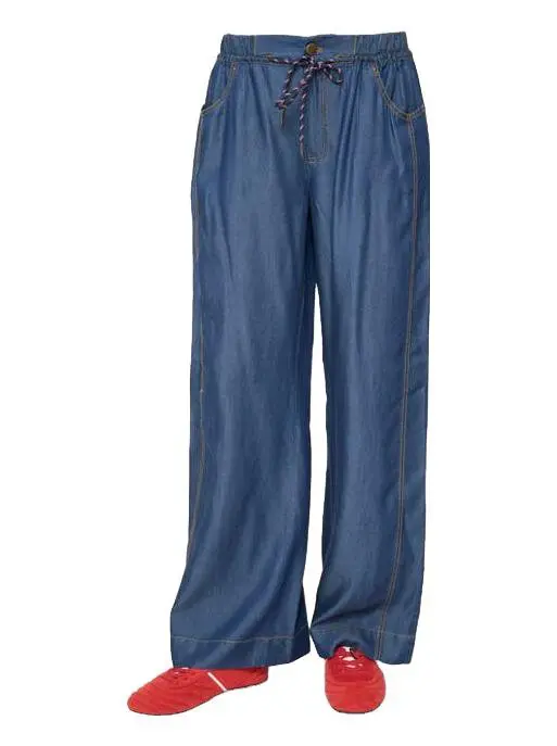 Central Park West Quinn Tencel Drawstring Pants - Denim