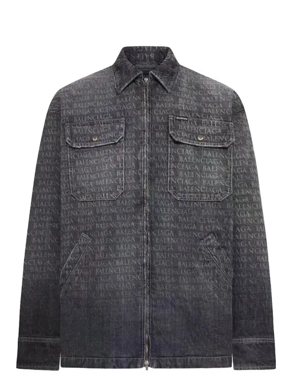 Balenciaga Logo Print Shirt Jacket - Grey