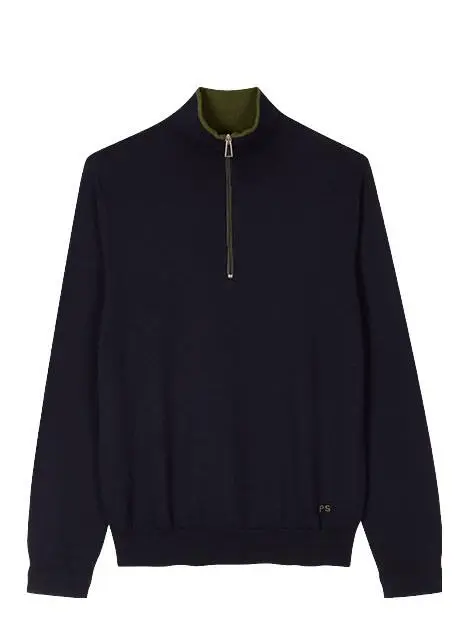 Paul Smith Merino Wool Half-zip Sweater - Blue