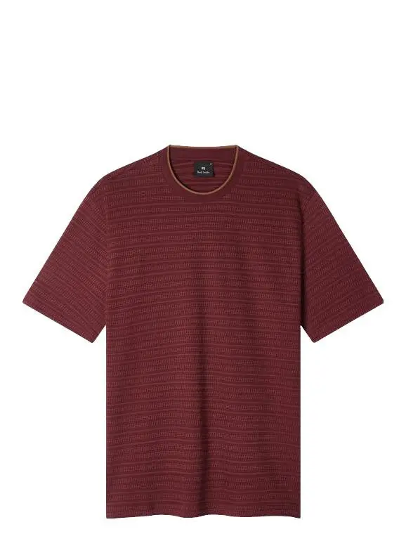 Paul Smith Burgundy Jacquard Stripe T-shirt - Red