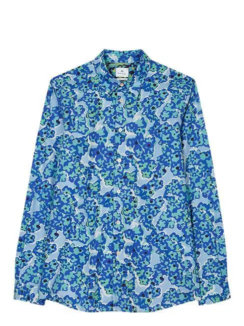 Paul Smith Bold Florals' Long Sleeve Shirt - Blue