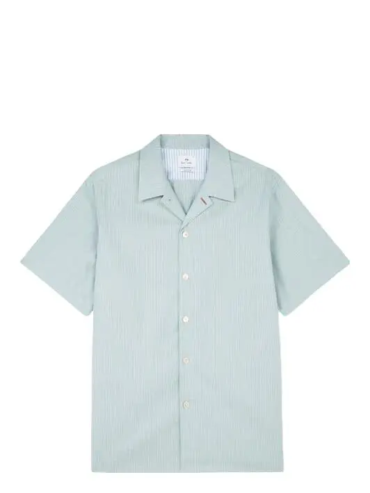 Paul Smith Pale Stripe Short Sleeve Shirt - Green
