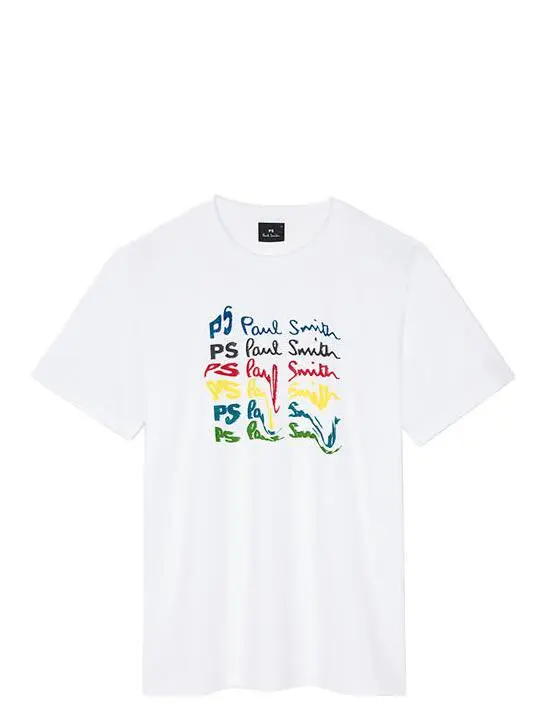 Paul Smith Organic Cotton 'twisted Logo' T-shirt - White
