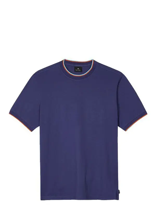 Paul Smith Cotton Contrasting Stripe T-shirt - Blue