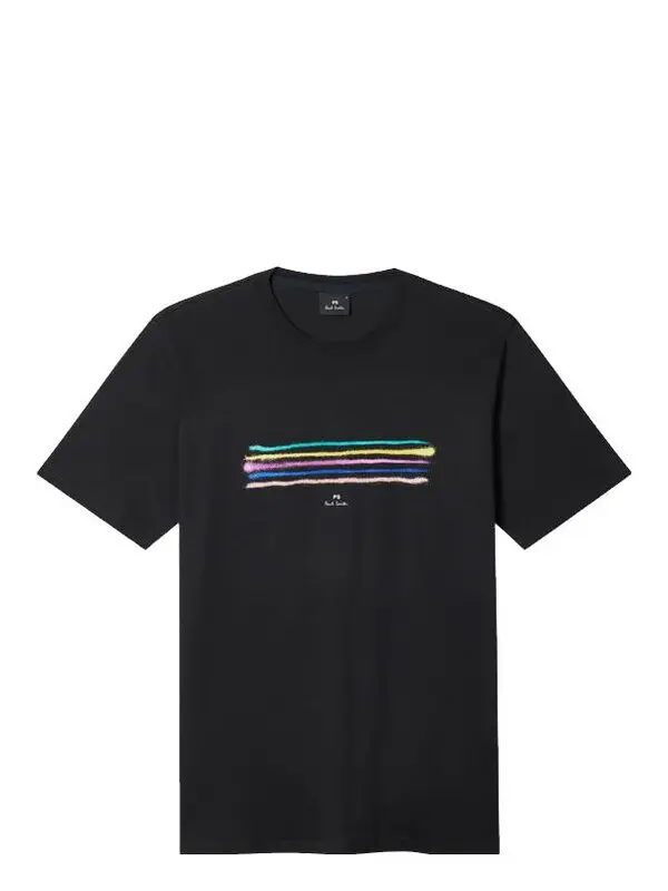Paul Smith Organic Cotton 'spray Paint Stripe' T-shirt - Black