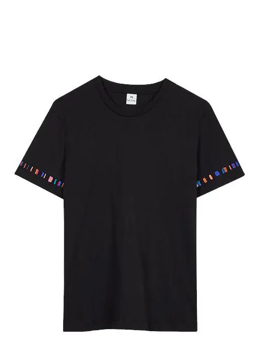 Paul Smith Swirl Stripe Sleeve Embroidered T-shirt - Black