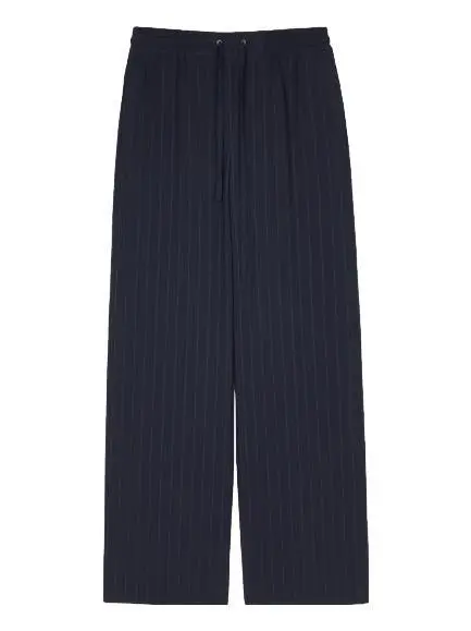 Paul Smith Wool-blend Pinstripe Wide Leg Trousers - Blue