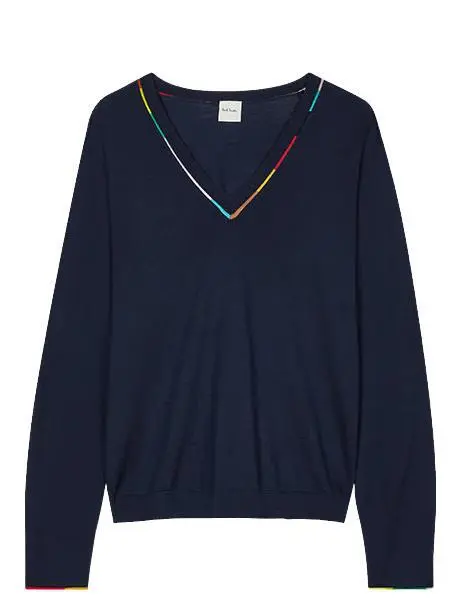 Paul Smith Merino Wool V-neck Sweater - Blue