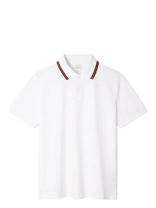 Paul Smith Artist Stripe' Tipping Polo Shirt - White