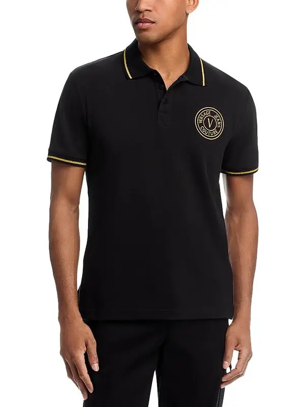 Versace Slim Fit Polo Shirt - Black/gold