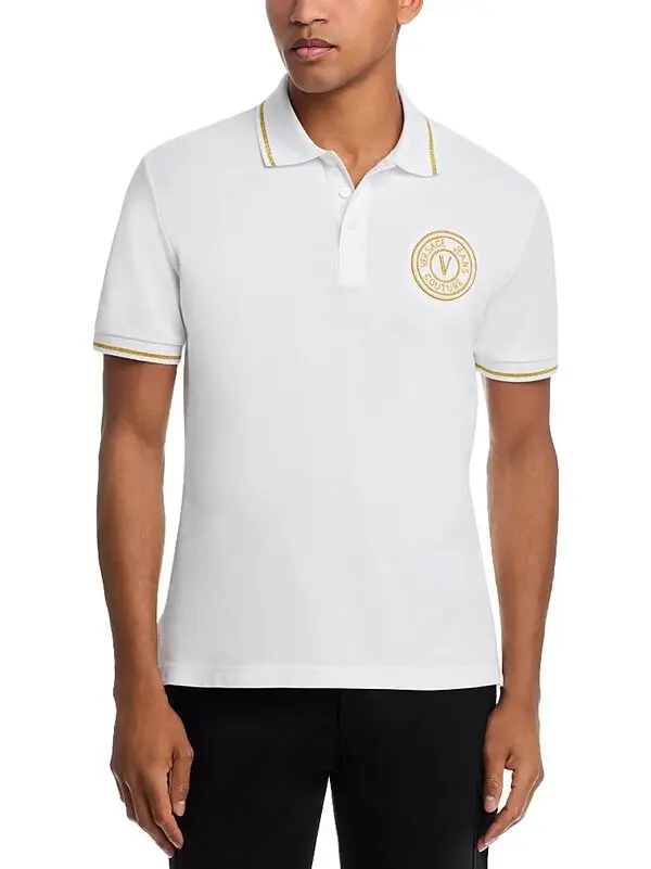 Versace Slim Fit Polo Shirt - White/gold