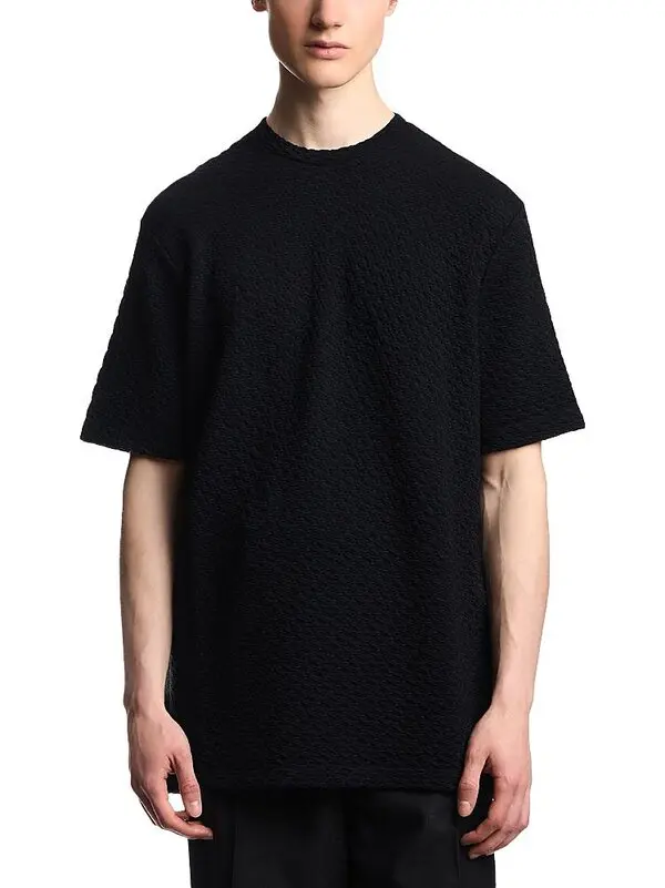 Emporio Armani Geometric Jacquard Jersey Tee - Black/blue