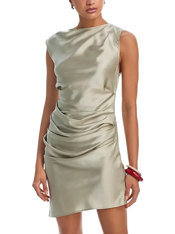 Helmut Lang Silk Draped Mini Dress - Green Tea