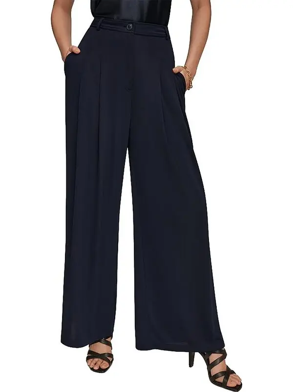 Donna Karan New York Pleated Wide Leg Pants - Nightfall