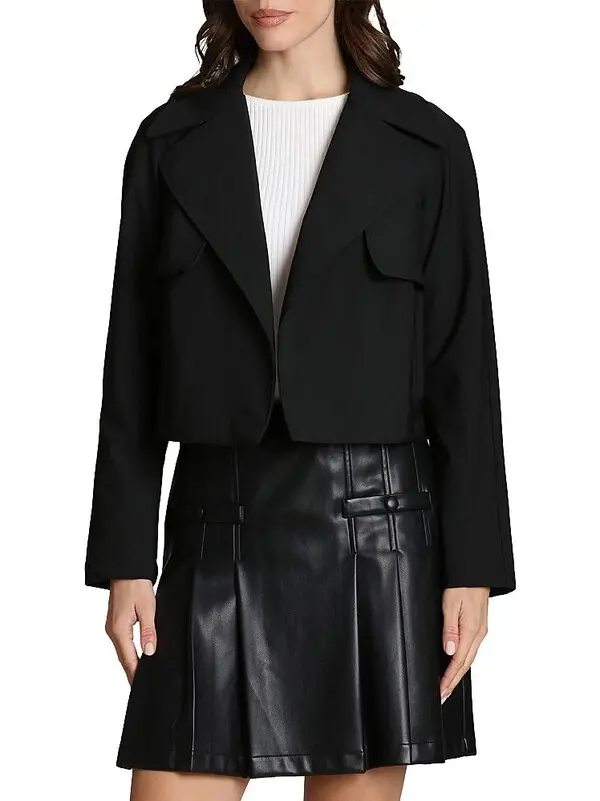 Bagatelle Nylon Cropped Trench Coat - Black