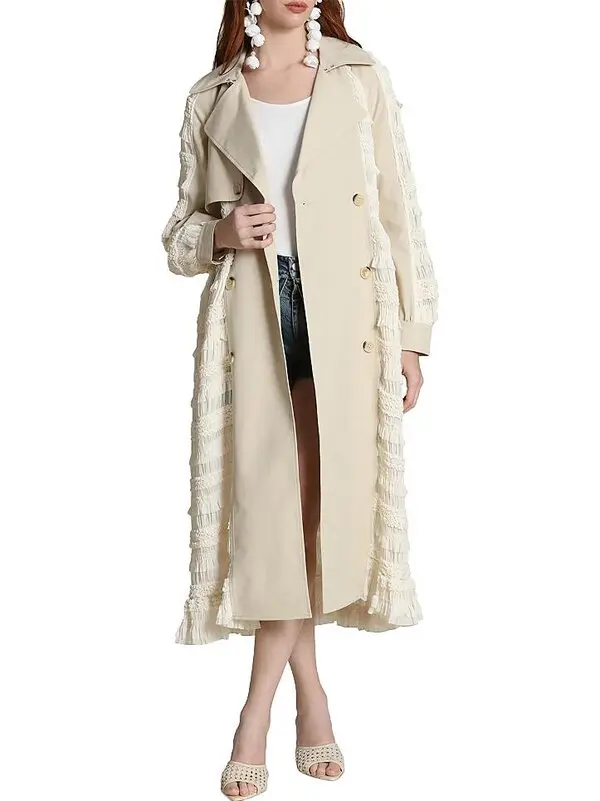 Avec Les Filles Mixed Media Trench Coat - Bone Multi