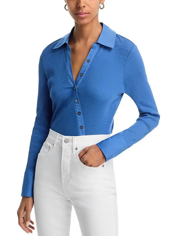Veronica Beard Brenner Angled Shirt - Blue Coast