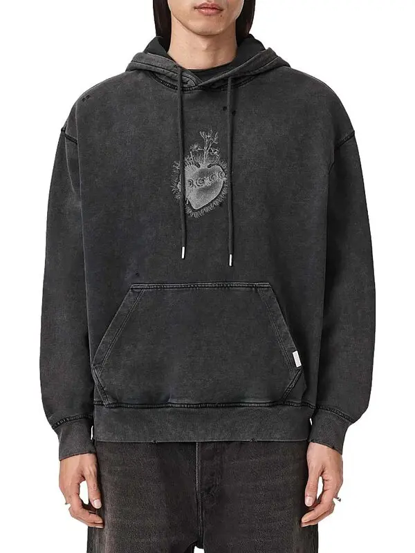 ALLSAINTS Sabbath Logo Hoodie - Washed Black