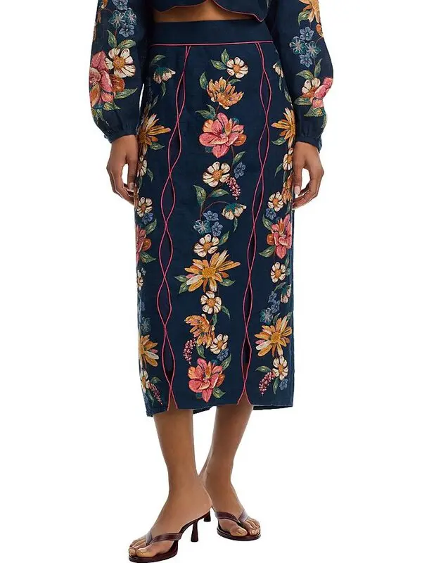 Farm Rio Printed Linen Skirt - Maira Floral