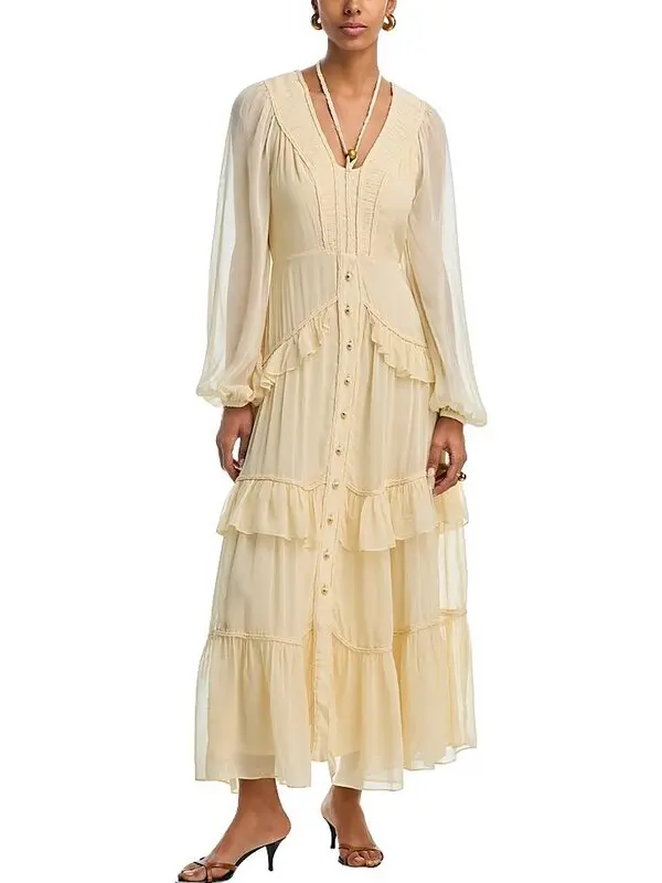 Farm Rio Ruffle Maxi Dress - Yellow