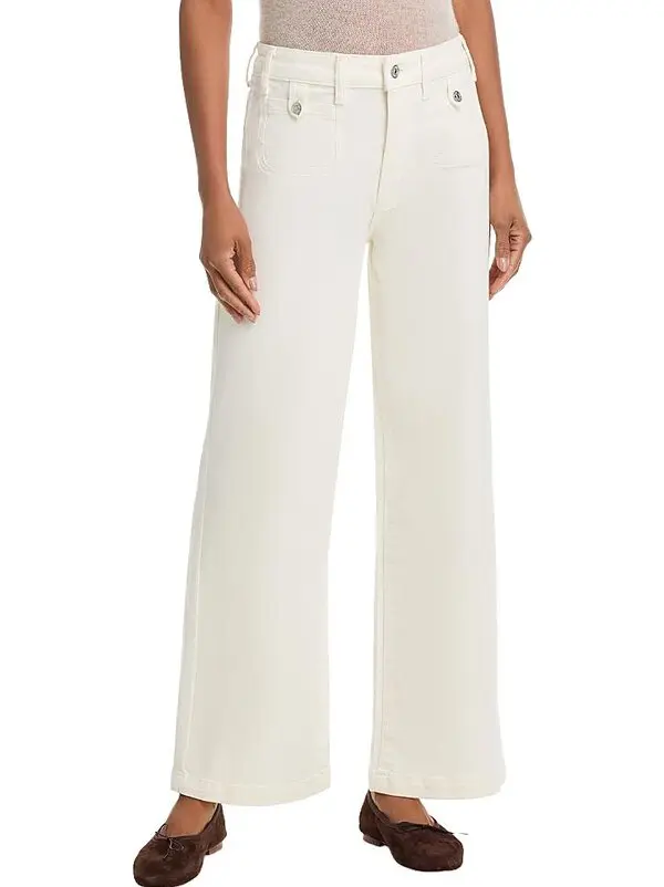 Paige Anessa Rounded Pocket High Rise Wide Leg Jeans - Tonal Ecru