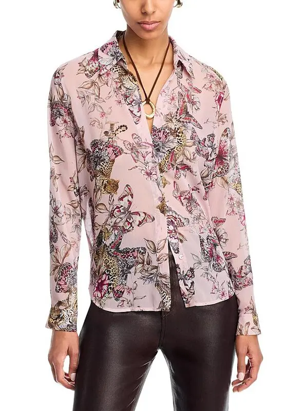 L'Agence Laurent Printed Blouse - Pink Butterfly Jungle
