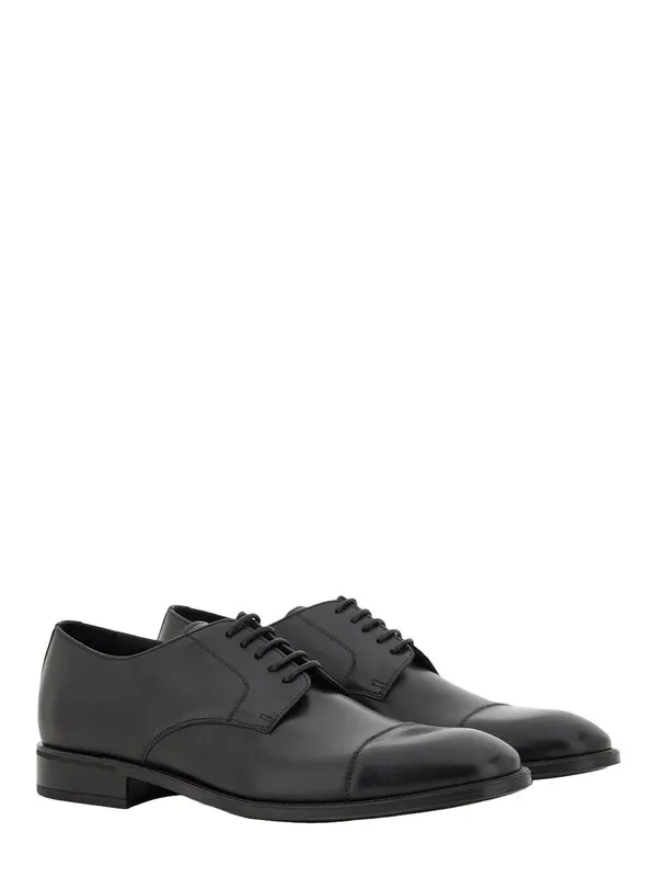 Canali Distressed Leather Derby - Black