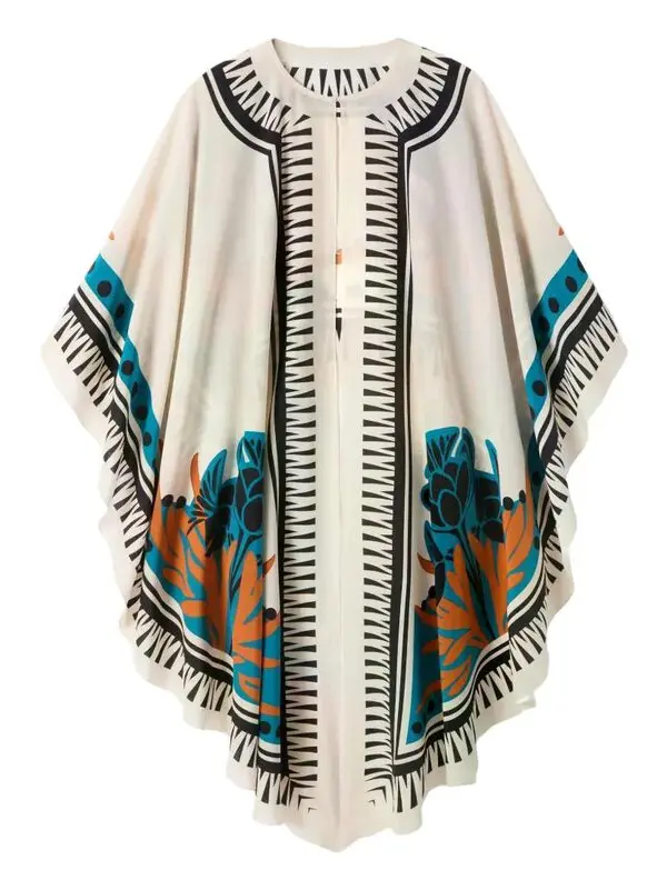 La DoubleJ Maria Floral Print Cape - Neutrals