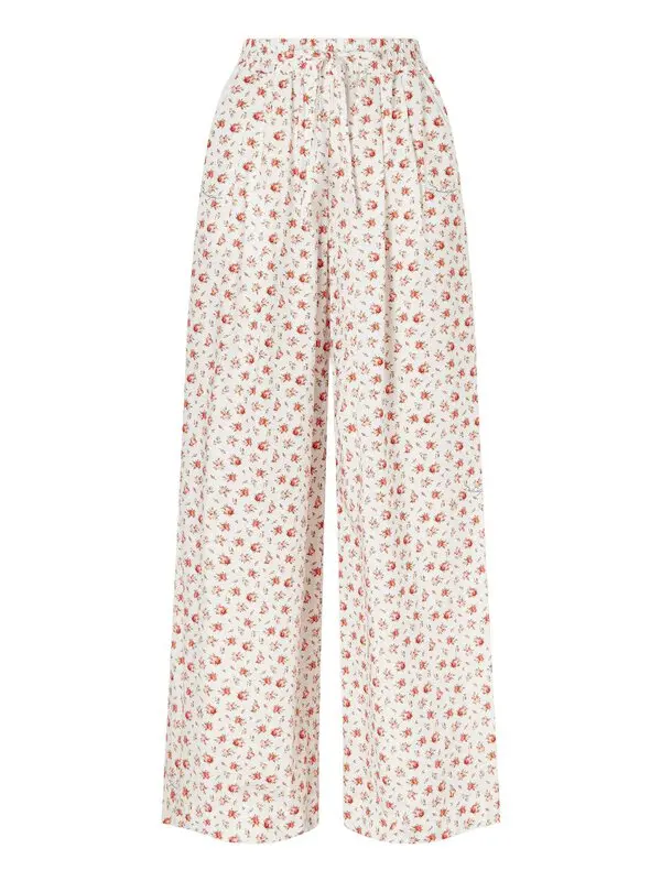 Dolce & Gabbana Floral-print Wide-leg Pants - White