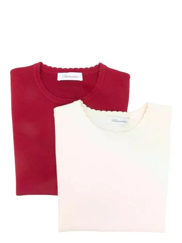 Blumarine Scalloped Crew Neck Knitwear - Red