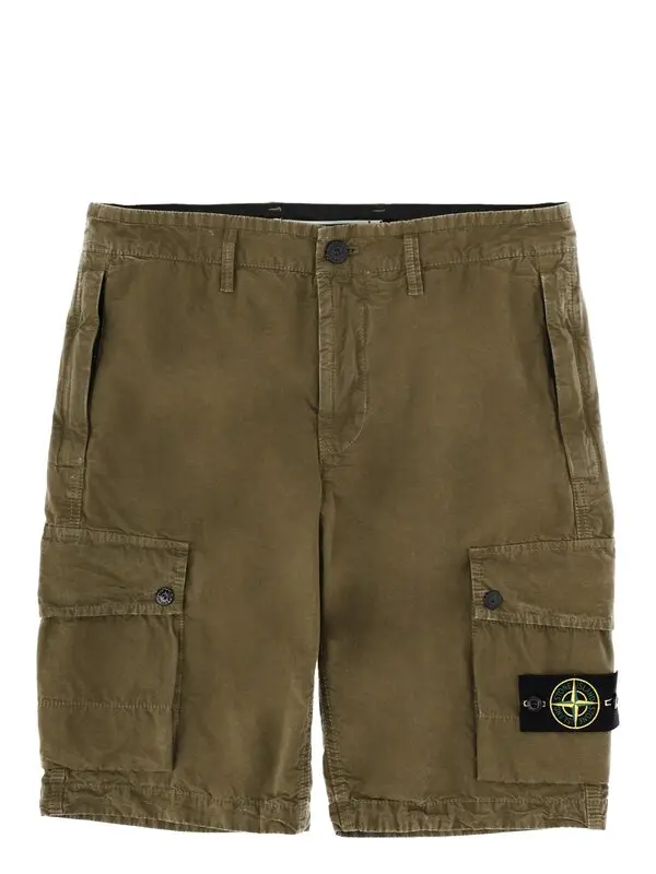 Stone Island Cargo Shorts With Logo Patch - Military Green